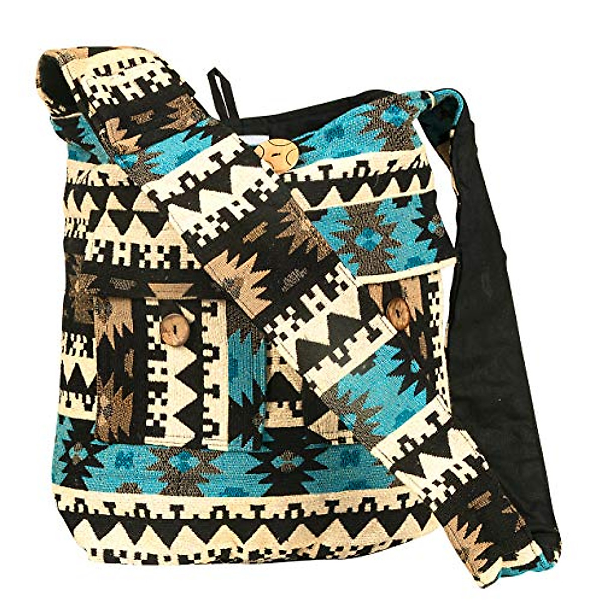 Tribe Azure Large Quilted Hobo Shoulder Bag Crossbody Sling Beach Travel (Blue Black)
