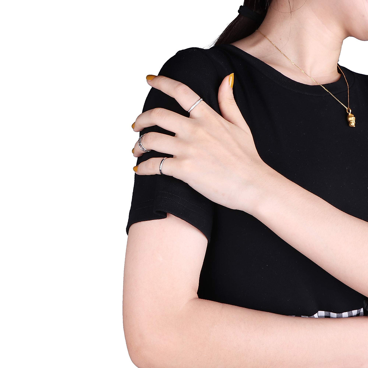 LOYALLOOK 925 Sterling Silver Open Toe Rings Set for Women Simple Thin CZ Tail Band Ring Adjustable