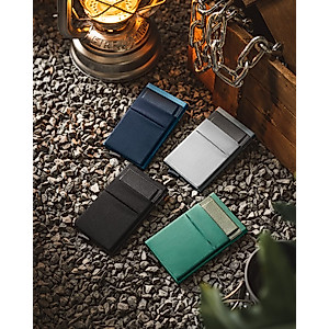 DUGRAFT Minimalist Card Wallet for Men, Slim Wallet Card Holder Pop Up Wallet with Money Front Pocket RFID Blocking Metal Credit Card Case for Men, Small Smart Wallet (Black)