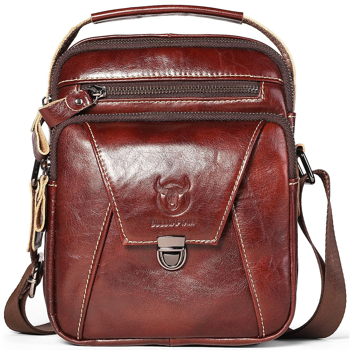 Mens Leather Messenger Bags Vintage Shoulder Bag Crossbody Satchel Handbag Travel Purse Casual Daypack