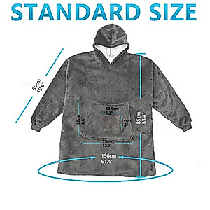 NapCure Blanket Hoodie Sweatshirt, Wearable Sherpa Fleece Oversized TV-Blanket (Dark Grey, Standard Size)