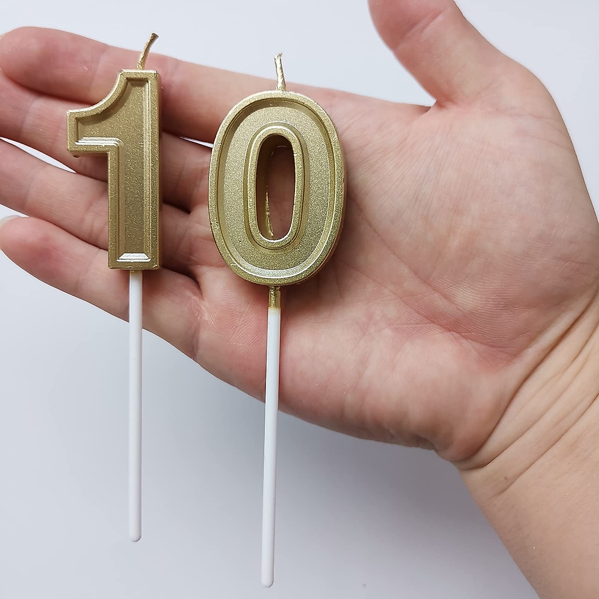 Gold 100th Birthday Candles, Number 100 Candles for Cakes, Happy 100 Days or Years Cake Topper Numeral Candle for Birthday Anniversary Celebration Decoration Party Supplies