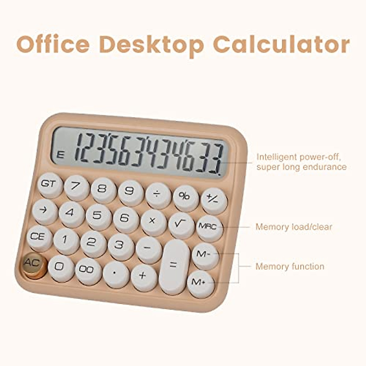 Standard Calculator 12 Digit,Desktop Calculator with Large Display and Buttons,Mechanical Feeling Calculators for Office,Basic Calculator for Home School with Automatic Sleep