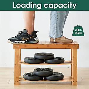 GHWIE 3-Tier Shoe Rack Bench, Natural Bamboo, Easy Assembly, Sturdy, Eco-Friendly, Intimate Design, Space Saving, 100% Money-Back Guarantee