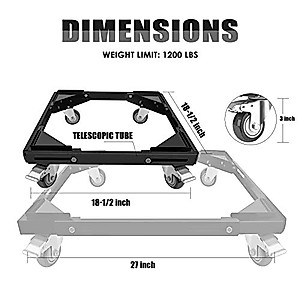 SPACECARE Mobile Roller with 2 Locking Wheels - Adjustable Furniture Dolly with Steady Steel Frame Washing Machine Stand Black Refrigerator Base Moving Cart