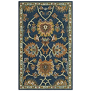 SAFAVIEH Heritage Collection Accent Rug - 3' x 5', Navy, Handmade Traditional Oriental Wool, Ideal for High Traffic Areas in Entryway, Living Room, Bedroom (HG654A)