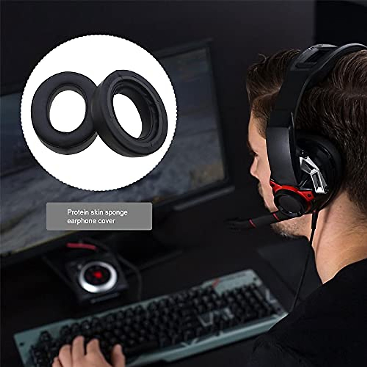 Micro Traders 1 Pair of Ear Pads Cushion Earmuffs Protein Leather Replacement Black Thicker Upgrade Quality Compatible with HS70 PRO HS60 PRO HS50 PRO Earphones