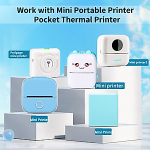 Mini Printer Sticker Photo Paper Compatible with Suave Anycash Cabaro Cudinham Peripage A6 TP6S Printer Paper Sticker Pocket Thermal Paper 57mm x30mm White Self-Adhesive for Photo Journal Notes Memo