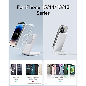 Meifigno Magnetic Wireless Charger for iPhone 15/14/13/12 Series, Fast Charging with PD3.0 20W USB-C Adapter & Charging Cable MagSafe Charger Stand for iPhone 15 14 13 12 Pro Max Plus Mini, White