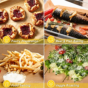 BIOCEAN 200Pcs 12x16In Unbleached Parchment Paper Sheets Precut Heavy Duty Flat Kitchen Baking Supplies Paper Non-Stick,Non-Toxic Cooking Paper for Air Fryer, Steaming, Oven Make Cup Cake Bread Cookie