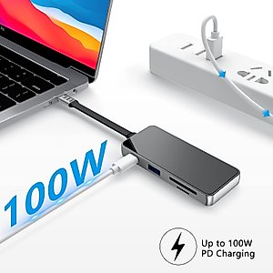 USB C Hub, 4K@60Hz HDMI USB C Docking Station, 7 in 1 USB Hub with 3 USB-A 5Gbps, PD 100W, TF/SD Card Reader, USB C Adapter Compatible for iPhone 15/Mac/Dell/Acer/HP/ASUS/Steam Deck/Rog Ally