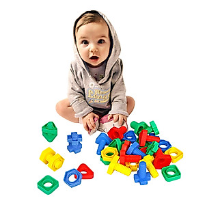 AIBELY Jumbo Nuts and Bolts Toys 52Psc for Toddlers Preschoolers Kids, STEM Educational Montessori Building Construction Screw Matching Activities for 3,4,5 Year Old Boy and Girl.