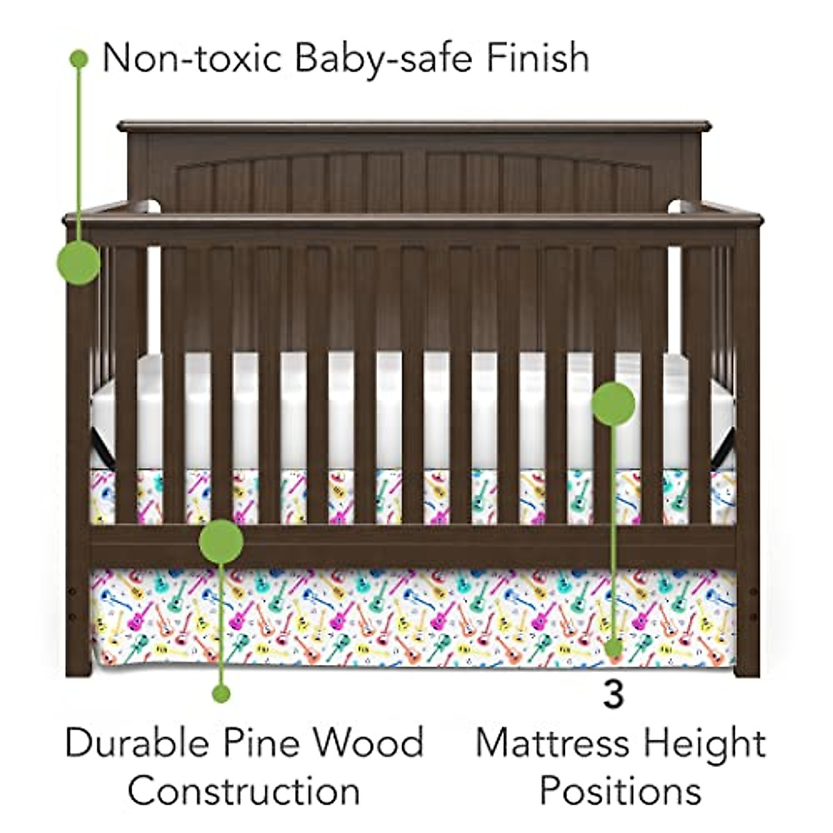 Child Craft Sheldon 4-in-1 Convertible Crib, Slate