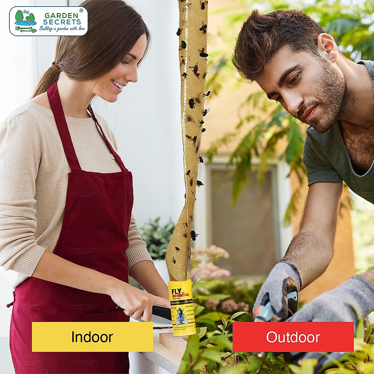 GARDEN SECRETS® Insect Bug Fly Glue Paper Catcher Trap Ribbon Tape Strip Sticky Flies 16 Rolls