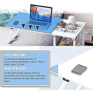 GFertre 2 in 1 Overbed Table with Wheels, Bedroom Side Table, Foldable Bedside Table with Drawer, Height Adjustable Over Bed Desk Laptop Mobile Computer Desk Workstation with Wheels Nightstand (White)