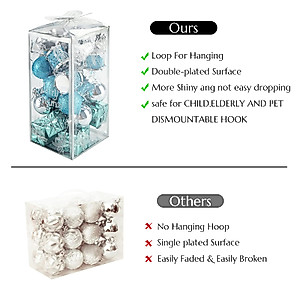 LoveInUSA 32 pcs Christmas Ball Ornaments, Tree Decorations for Xmas, Blue & Silver