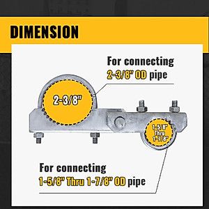 VIVIDA Chain Link Gate Hinge, 180 Degree Commercial Gate Hinge for Chain Link Fence, Heavy Duty, Fit 2-3/8" OD Post & 1-5/8" Thru 1-7/8" Frame, Galvanized Steel, 1 Pack