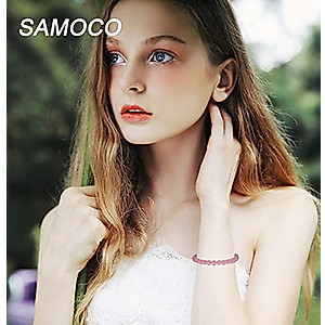 SAMOCO 24Pcs 6mm Beaded Stretch Bracelet Handmade Round Glass Bracelet for Women Multicolor Matte Beads Elastic Bracelet