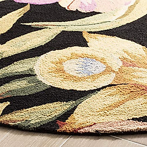 SAFAVIEH Chelsea Collection 8' Round Black HK212B Hand-Hooked French Country Wool Area Rug