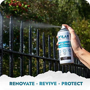 Polar Satin Black Direct to Rust Spray Paint - 2 x 13.5fl oz - Protect and Stop Rust & Corrosion - Primer, Undercoat, Topcoat - Quick Dry Formula - Ideal for Metal, Wood, Plastic and Ceramic Surfaces