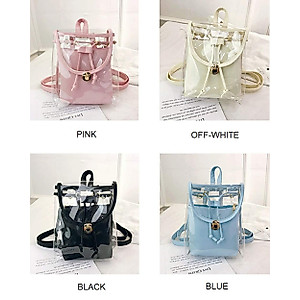 Mini Clear Backpack with Removable Pouch Transparent PVC Shoulder Bag Handbag, Blue, Small