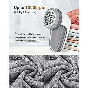 TEZST Fabric Shaver, Rechargeable Electric Lint Remover with USB Charging Cord & Extra Blade Included, 2-Speeds Portable Clothes Shaver with Six Blades for Efficient Bobbles Fuzz Removing
