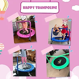 BCAN 36'' Mini Folding Ages 2 to 5 Toddler Trampoline with Handle for Kids, Two Ways to Assemble The Handle, Indoor/Garden Trampoline with Super Safe Padded Cover