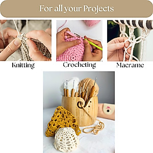Branboo Yarn Bowl Large Yarn Bowl Gift Set Crocheting Gift for Crocheters Crochet Gift Knitting Set Crochet Hook Holder 7.5" x 5" for Knitting, Crocheting or Macrame