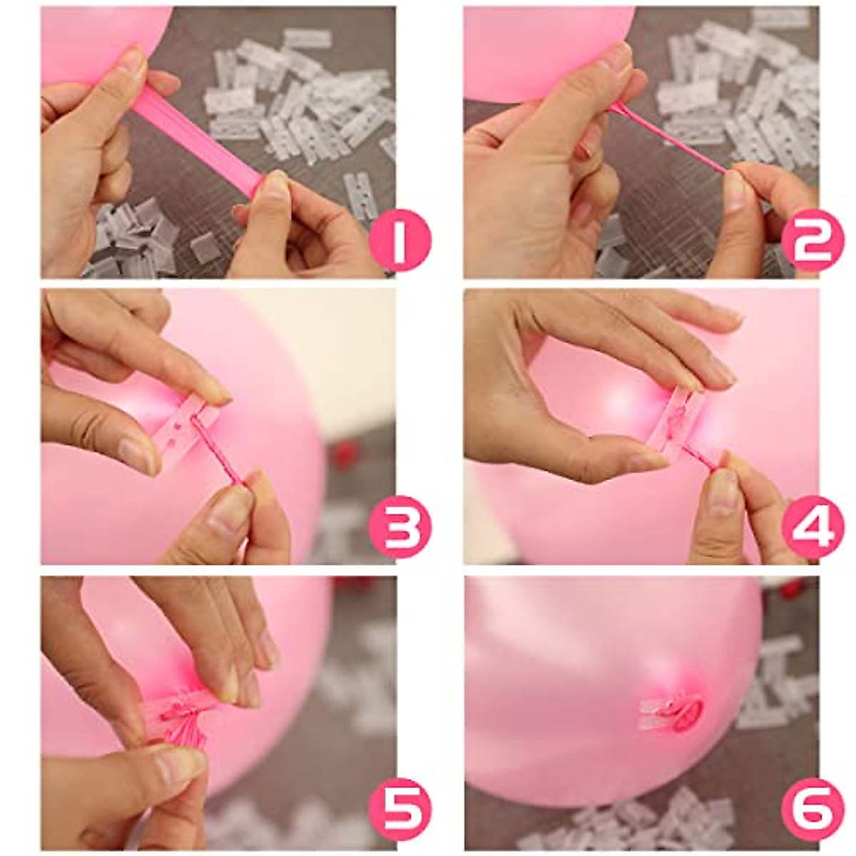 GXXMEI 300PCS Plastic Balloon Clips Ties for Sealing, H Shape Bulk Balloon Ties clips Tool for Wedding Party Christmas Birthday Decoration