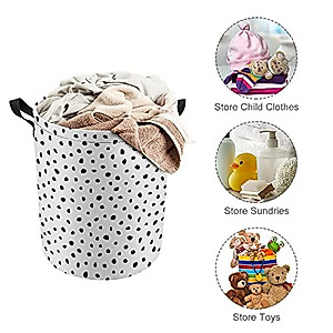 Laundry Hamper Irregular Chaotic Dots Dirty Clothes Storage Basket Black And White Collapsible Waterproof Toy Organizer for Boys And Girls Bedrooms, Bathroom
