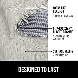 Gorilla Grip Fluffy Faux Fur Rug, 5x7, Machine Washable Soft Furry Area Rugs, Rubber Backing, Plush Floor Carpets for Baby Nursery, Bedroom, Living Room Shag Carpet, Luxury Home Decor, Ivory
