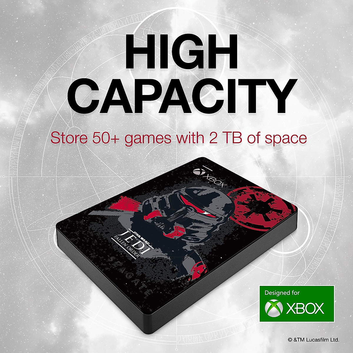 Seagate External Portable HDD, 2TB, Star Wars Edition, Jedi Fallen Order, Officially Licensed for Xbox, and Two-Year Rescue Services (STEA2000426)