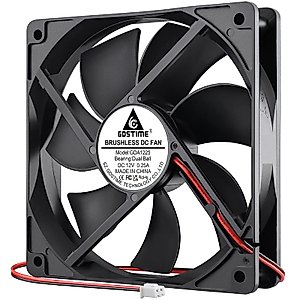 GDSTIME Dual Ball Bearings 120mm x 120mm x 25mm 5 inch 12v Brushless DC Cooling Exhaust Fan, For Desktop