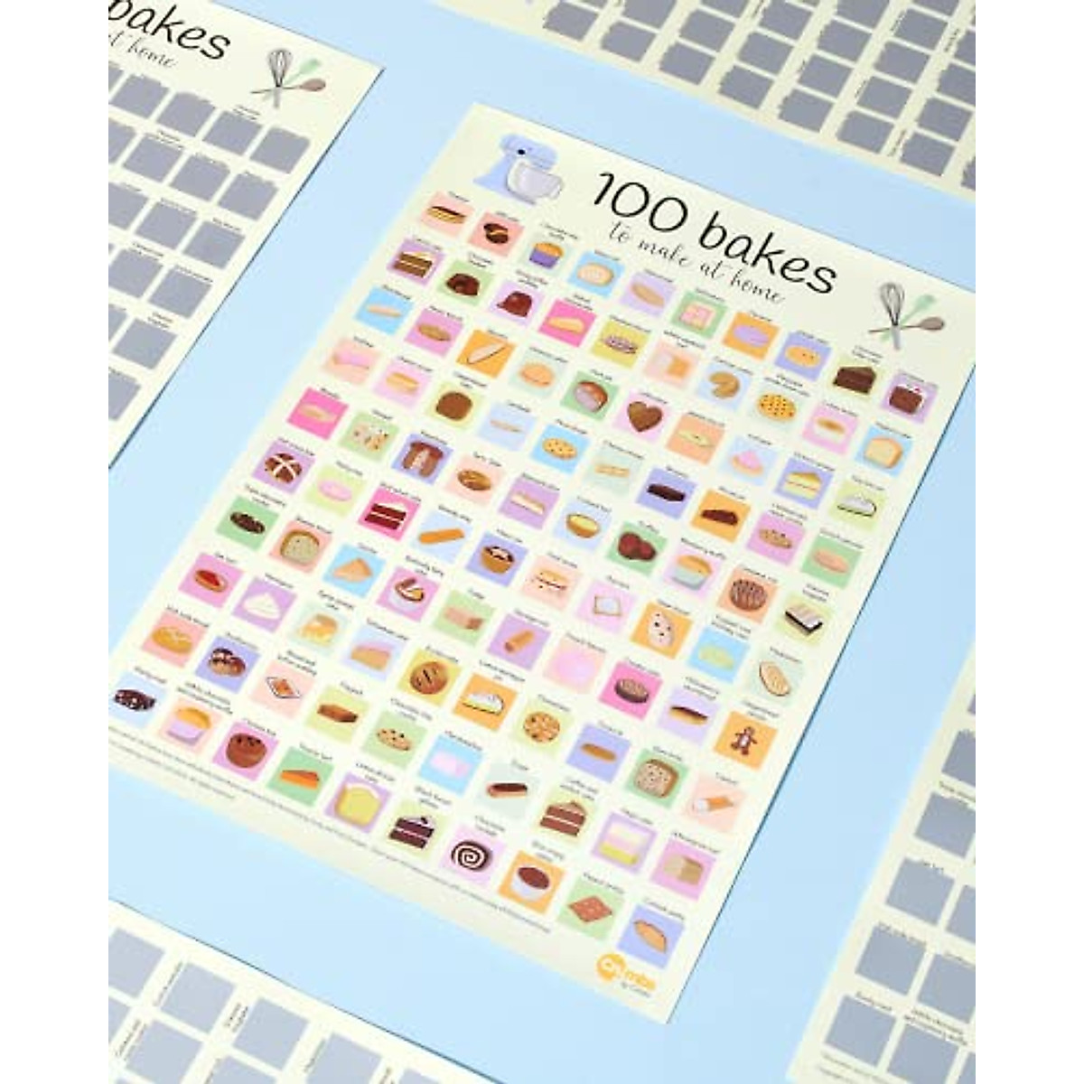 100 Bakes Scratch Off Poster | Baking Bucket List | Recipe Links Included | A3