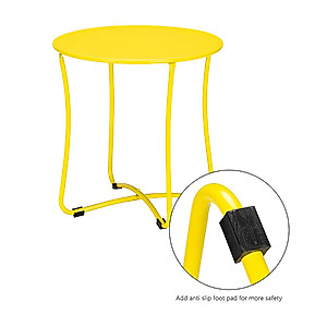 Volowoo Round Sofa Side End Table,Small End Table,Laptop Table,Waterproof Coffee Table Metal Frame Nightstand for Living Room,Bedroom,Patio&Office,Yellow