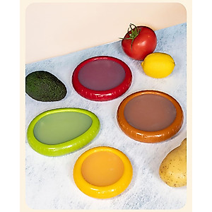 WinGetor 4pcs Silicone Fruit Storage Box, Upgrated Silicone Fruit Storage Containers, Reusable Fruit Vegetable Containers for Fridge Keep Fresh, for Lemons,Potatoes,Tomatos, Avocado