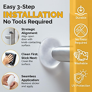 Ducki Door Stopper Wall Protector - Self Adhesive, Quiet, Reusable Shock Absorbent Gel - The Home or Office - Elegant Door Handle Silencer and Wall Protection Solution- (4pk)(Clear)