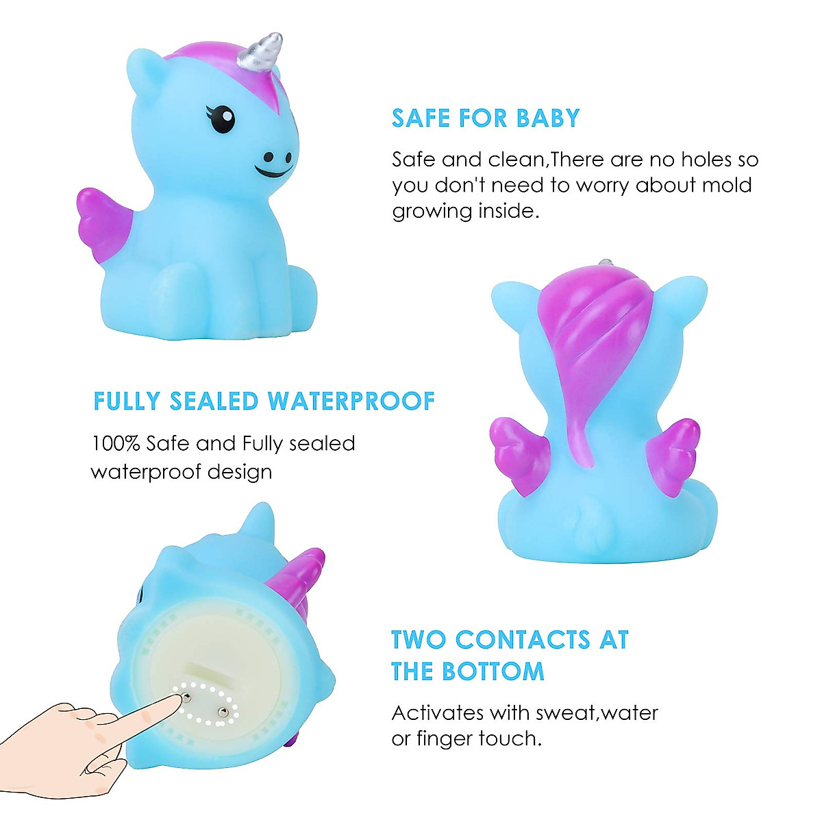 Lightaling Light Up Unicorn Bath Toys, Floating Rubber Bathtub Toys(8 Pc), Flashing Color Changing Light in Water,Baby Infants Kids Toddler Child Preschool Bathroom Shower Games Swimming Pool Party