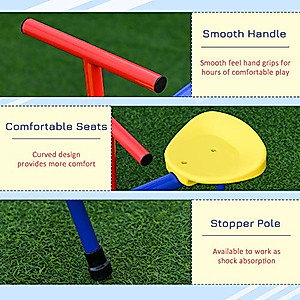 Outsunny Teeter Totter 4 Seat Outdoor Seesaw for Backyard Multiple Kids Playground Equipment Active Play