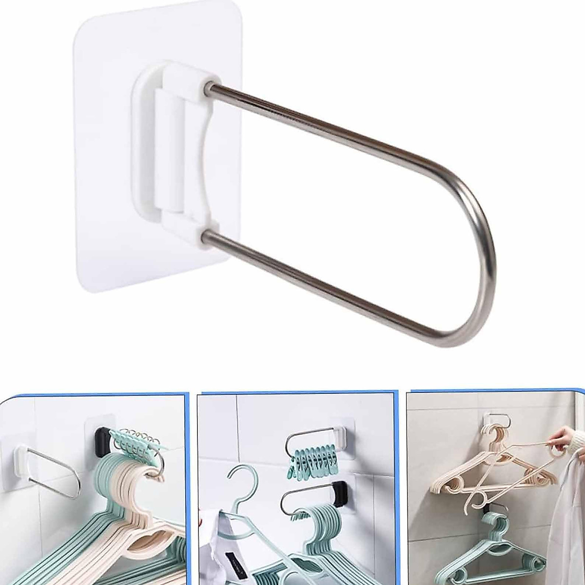 3pcs Storage Rack Swinging Towel Bar Wall Mounted Rack Towel Holder for Kitchen Cabinet Folding Clothes Rack Swing Hangers