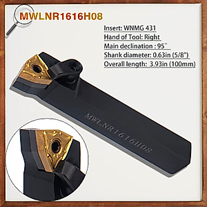 Indexable Lathe Turning Tool, 1/2'' Shank Metal Lathe Tools, 7pcs Metal Lathe Cutting Tools Carbide Turning Tool Insert Holder Set Lathe Boring Bar Set for Turning Grooving Threading with Wrenches