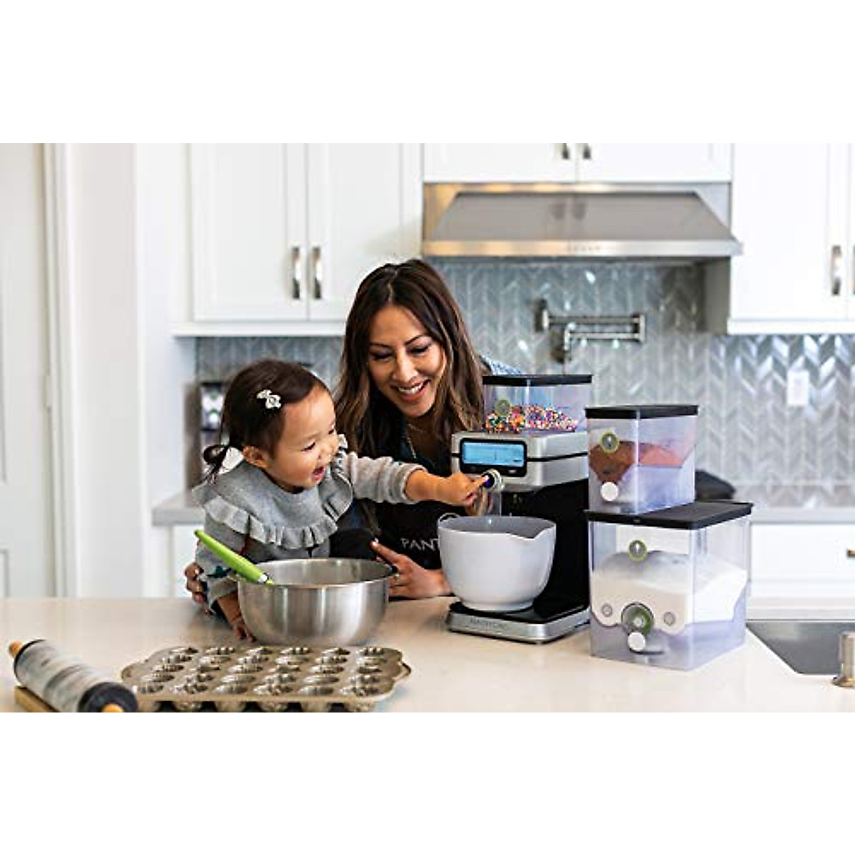 PantryChic SmartCanister, LARGE, Stores, Measures & Dispenses Dry Ingredients - PantryChic Smart Storage System SOLD SEPARATELY - BPA-Free Airtight Canisters Ideal for Flour, Sugar, Rice & Coffee