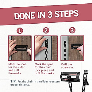 Jack N’ Drill Chain Door Guard with Lock - 2 Pack Chain Lock Door Guard, Sturdy & Rust-Resistant Steel Chain Locks for Inside Door and Extra Front Door Lock, 100% Child Safe (Silver Satin Nickel)