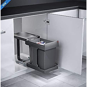 Hailo Solo Pull-Out Trash Can System with DoorKit and Lid 20 Liters (5.28 gal), Capacity 21.1 qts, Slate Gray