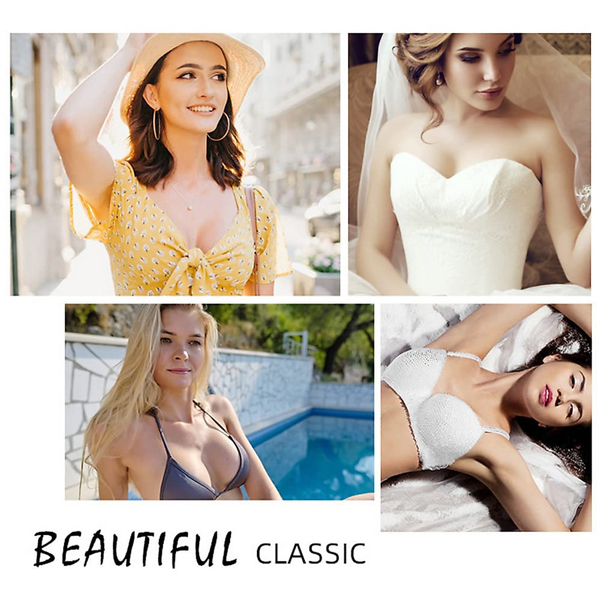 VASANA 2Pcs Thicken Super Soft Silicone Breast Inserts Bra Push up Cleavage Gel Enhancers Pads Nonslip Sticky Chest Gathering Pad Gel Booster 2 Cup