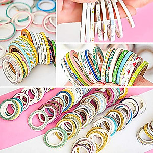 YUBX Exrta Slim Washi Tape Set Random Patterns 80 Rolls+ Bundle Gold Foil Super Skinny Decorative Masking Tape Scrapbook Tape for DIY Craft Art Projects Journal Gift Wrapping
