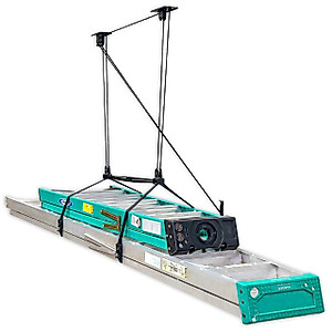 StoreYourBoard Ladder Storage Ceiling Pulley System, Garage Mount Hoist, Heavy Duty Hanging Organizer Holds 150 lbs
