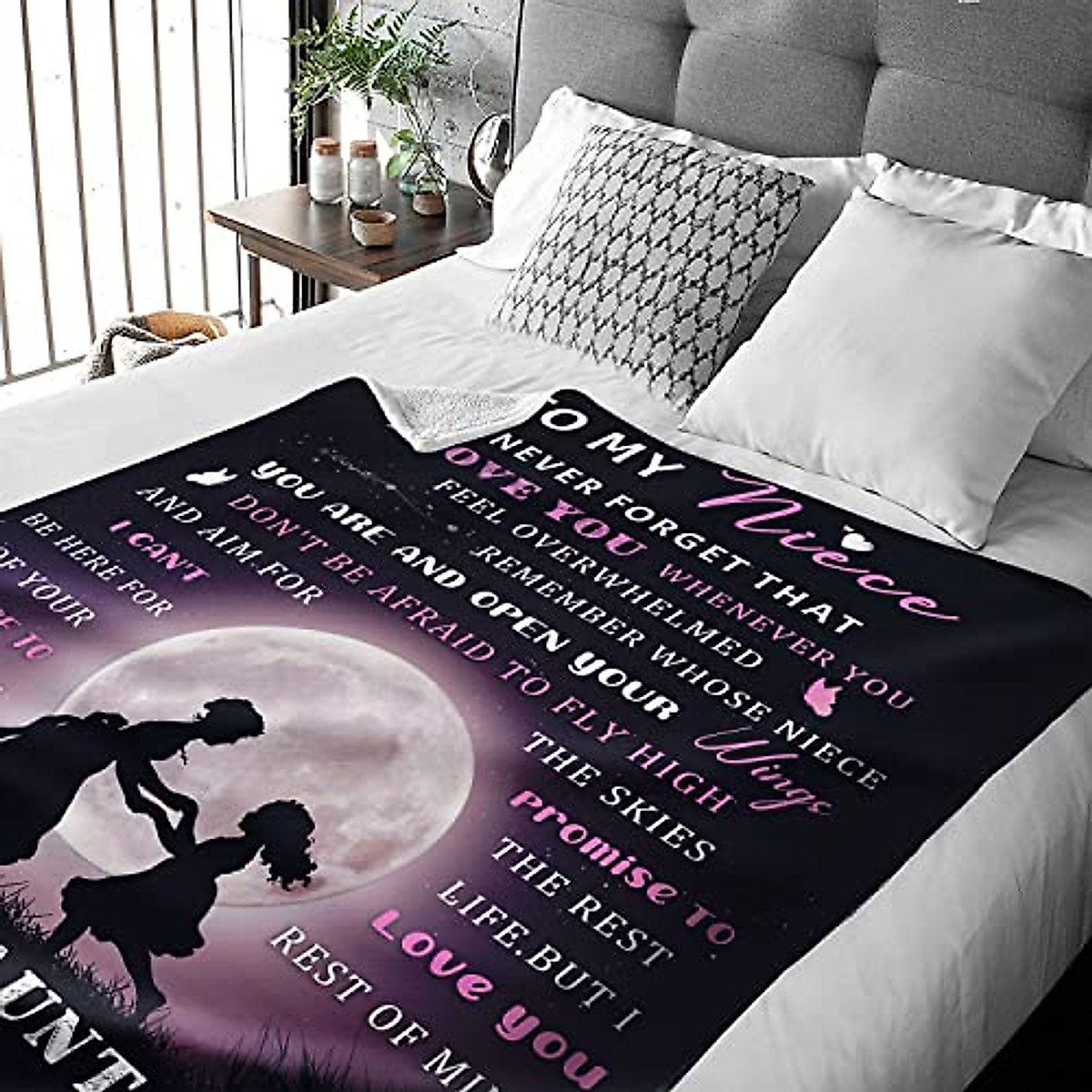 TUCVHOX Niece Gifts Blanket, Niece Gifts from Auntie, Gifts for Niece from Aunt, Niece Birthday Graduation Gifts, Aunt and Niece Gifts, Niece Blanket Throw 60"x50"