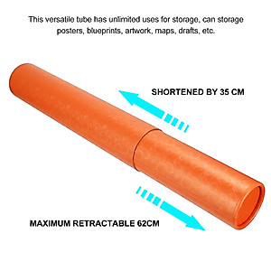 Document Tube Holder Kraft Storing Tubes Document Poster Tube Paper Storage Tube for Blueprints Prints Posters Targets Artworks and Drawings Orange Calligraphy Tube Telescoping Drafting Tube
