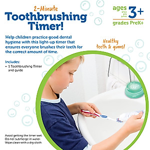 Learning Resources 2-Minute Toothbrushing Timer - 1 Piece, Age 3+ Kids Dental Health, Toddler Toothbrush, Toddler Timer Bathroom, Timer for Kids
